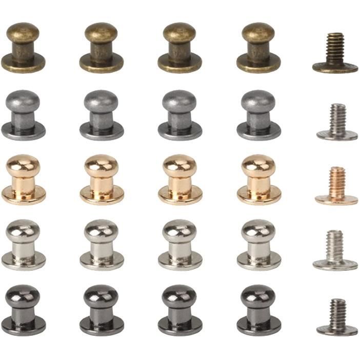Bouton Rond De Rivet 100 Pièce Rivets Pour Cuir A Visser Bricolage ...