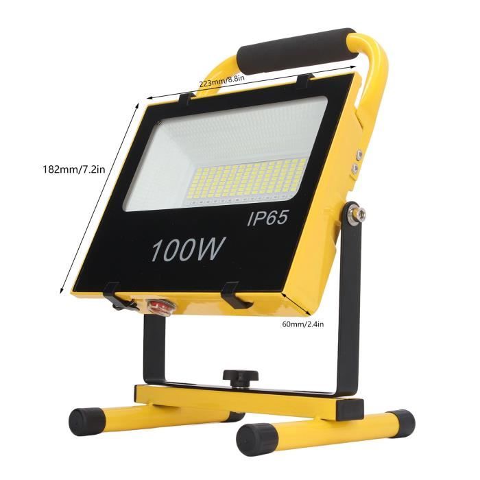 Projecteur LED - VBESTLIFE - 100W - Rechargeable USB - Étanche IP65 ...