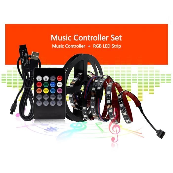 BANDE LED,Music Controller-3M--Bande lumineuse flexible à LED 5050 ...