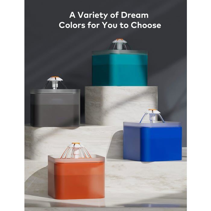 Fontaine à eau pour chat avec 6 filtres, gris, design pratique, facile ...