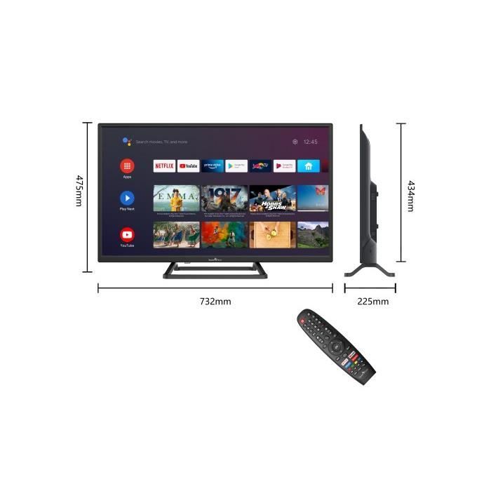 Smart Tech TV Android LED HD 32 pouces (80cm) 32HA20V3 Triple Tuner ...