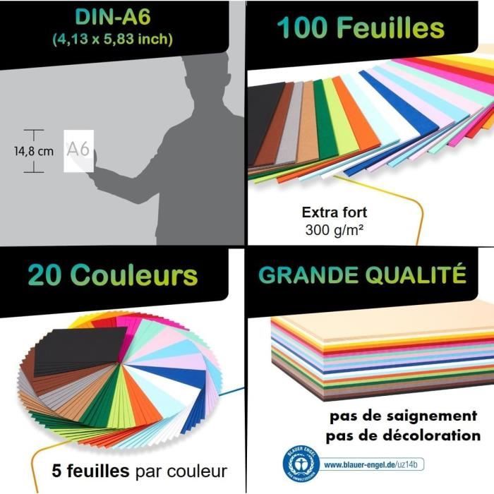 Perfect ideaz 100 feuilles de carton photo DIN-A6, carton de bricolage ...