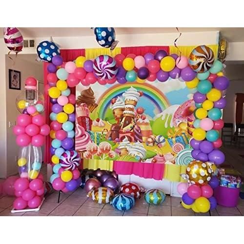 8x6ft Candy Land Toile de Fond de Dessin animé Arc-en-Ciel crème glacée ...