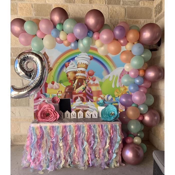 8x6ft Candy Land Toile de Fond de Dessin animé Arc-en-Ciel crème glacée ...