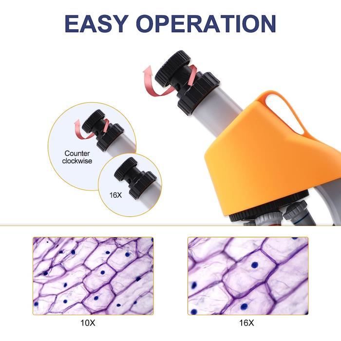 Junior Microscope Optique Zoom 40-640x Jaune Microscope pour Enfants ...