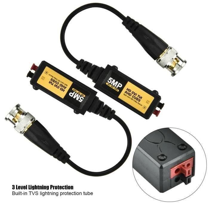 BD01311-Balun vidéo passif 5MP avec connecteur d'alimentation ...