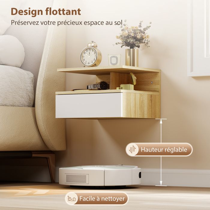 HOMCOM - Tables de chevet - Panneaux de particules - 35x32x22.5cm ...