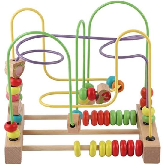 Labyrinthe de Perles en Bois, Cube d'activité, Toboggan de Fruits, Boulier, Montagnes Russes ...