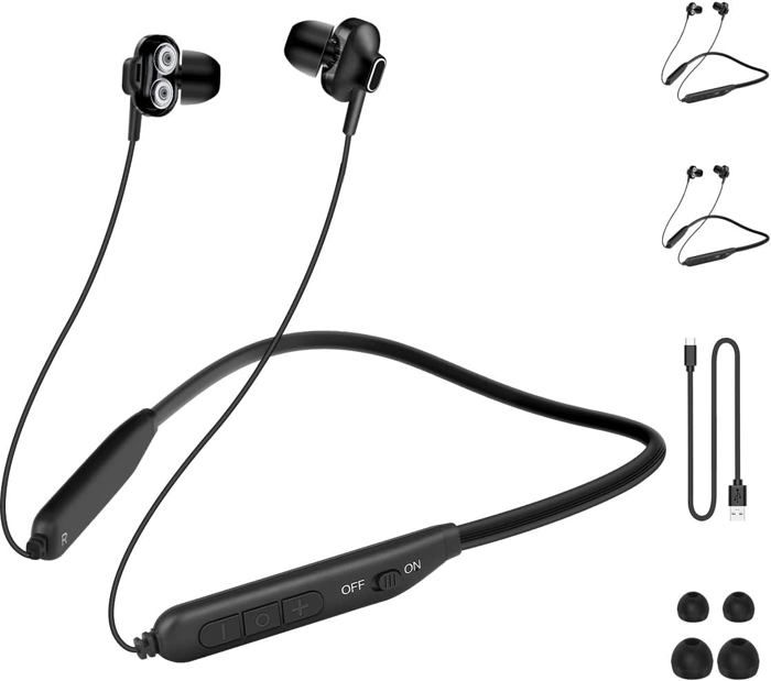 [Paquet de 2] BI2 Écouteurs Bluetooth Tour de Cou, Bluetooth Oreillette ...