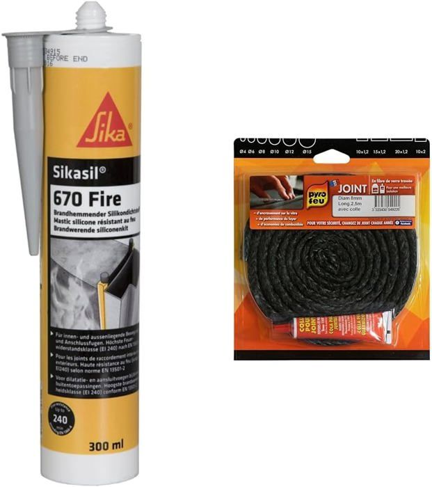 670 Fire, Mastic silicone résistant au feu, 300ml, Gris & Pyrofeu ...