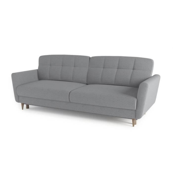 Canapés - AC-Déco - Canapé convertible 3 places en tissu et bois ...