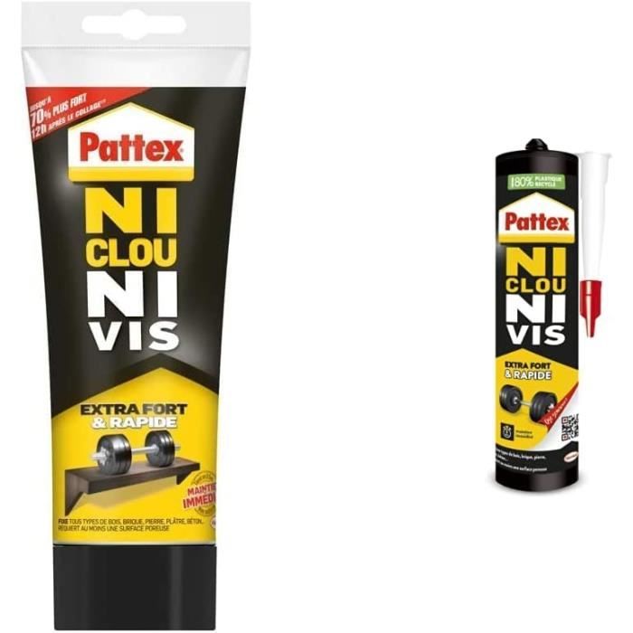 Ni Clou Ni Vis Extra Fort et Rapide, Colle Blanche, 260g & Ni Clou Ni ...