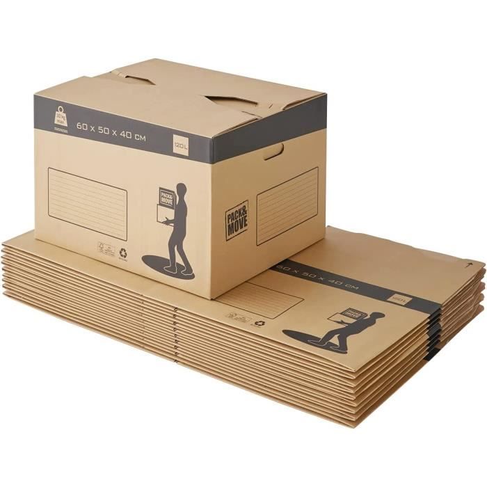 Lot de cartons de déménagement à fond automatique - 60x50x40cm - Made ...