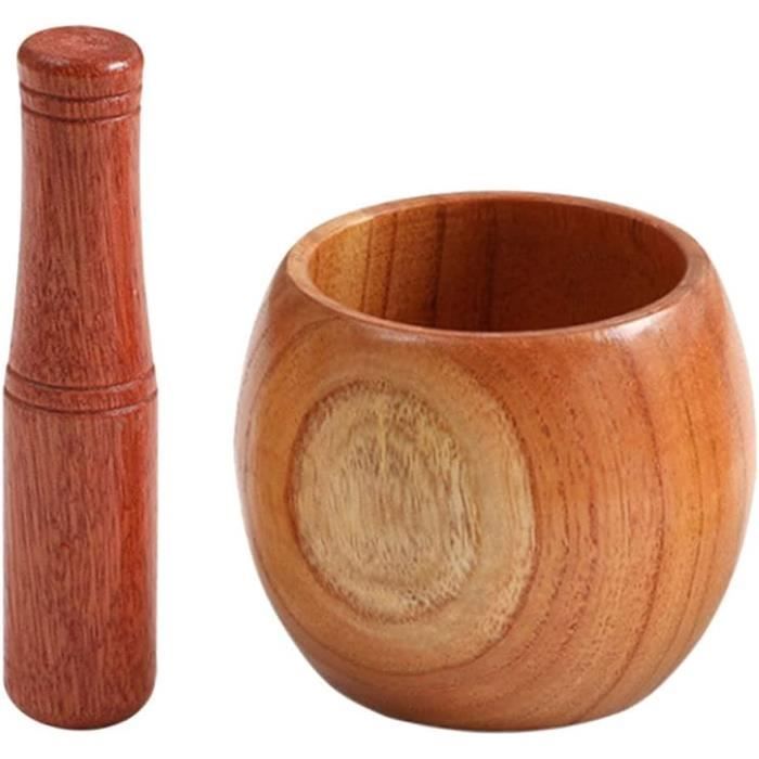 Mortier Et Pilon en Bois Ensemble Mortier en Bois Bol Hachoir Mélangeur ...