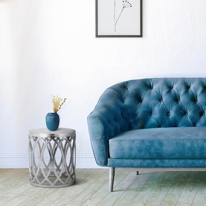 WOMO-DESIGN Table Basse Ronde Korinth, Ø 36 x 40 cm, Argent Brilliant ...