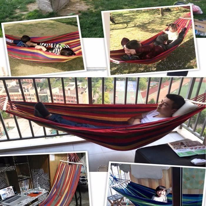 Hamac jardin double grand lit suspendu camping balancelle sac transat ...