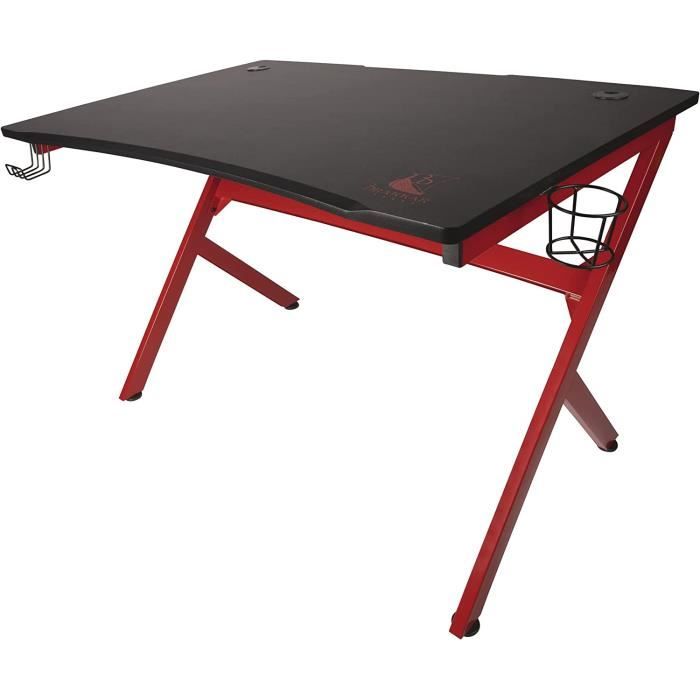 Bureau table pour PC gaming - KONIX - Drakkar Frigg - Noir et rouge ...