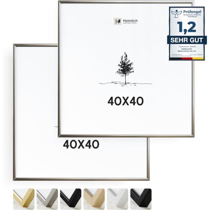 2X Cadre Photo 40X40 Cm En Aluminium Argenté | Cadre 40X40 Cm | Cadre À ...
