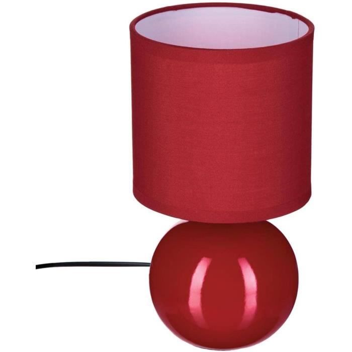 Atmosphera - Lampe En Céramique Pied Boule Rouge H 24.5 Cm[J344] - Cdiscount Maison