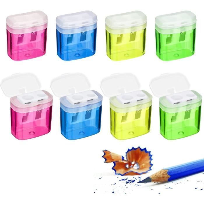 Taille-Crayon Double Trou,Taille Crayon avec Reservoir,8Pcs Taille-Crayons à Double Trou,Taille ...