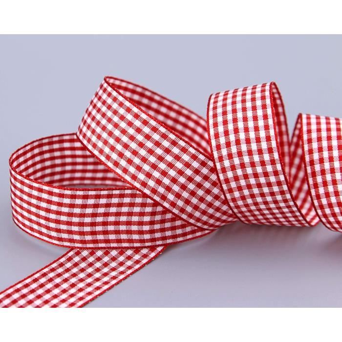 25 M X 25 Mm Ruban Décoratif Classique À Carreaux Rouge Quadrillé Sans ...