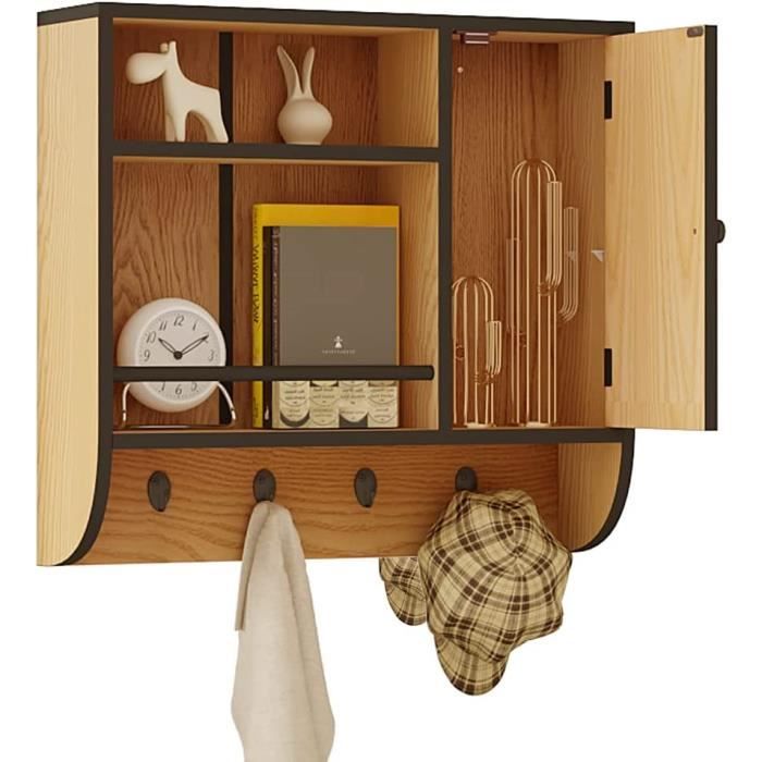 WOLTU Armoire Murale, Meuble Salle de Bain Rangement avec 4 Crochets ...