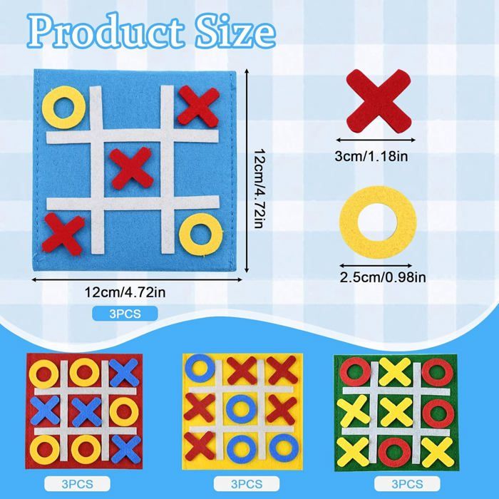 Jeu de société Tic Tac Toe en feutre - SVATV - 12 pièces - 4 couleurs ...