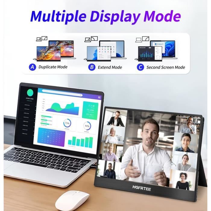 Ecran Portable, 15.6 Pouces 1080P Fhd Moniteur Portable Ips Avec Hdmi ...