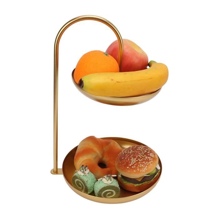 Plateau de fruits élégant double couche doré détachable pour snack et ...