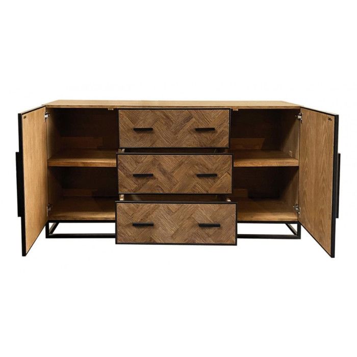 Buffet bas 2 portes 3 tiroirs - Bois - Marron - Interior's - Cdiscount ...