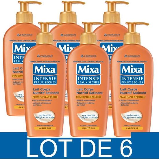 MIXA Intensif Lait corps nutritif satinant - Peaux sèches - 250 ml x6 ...