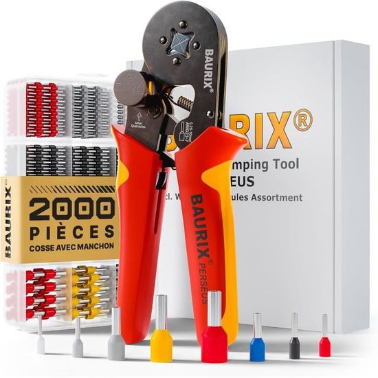 Pince À Sertir Avec Jeu De 2000 Embouts A Sertir - Pince À Embout Avec Régulateur De Force [Pour ...