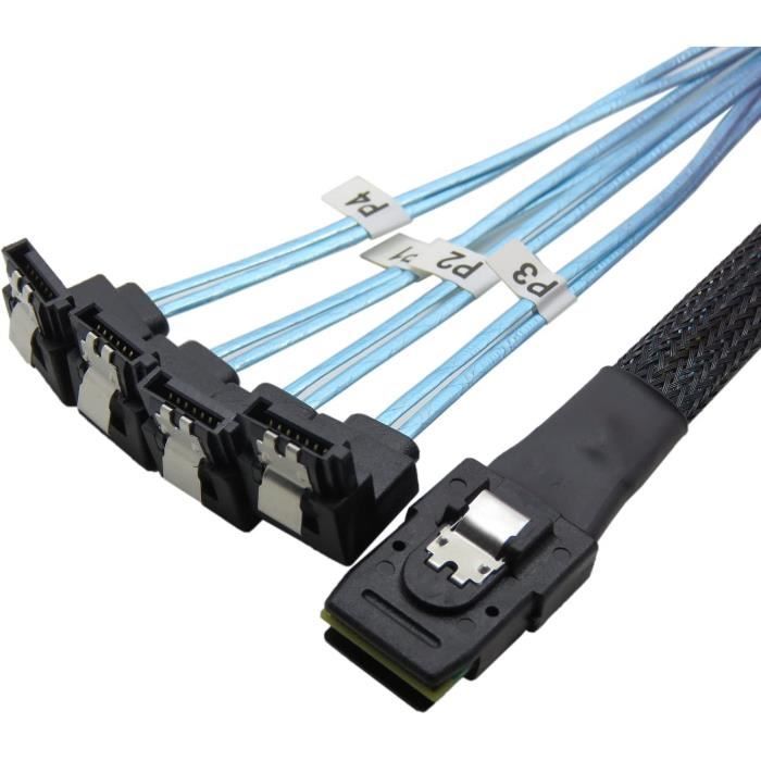 Mini SAS 36P SFF8087 vers 4 SATA 7 Broches 90 degrés Cible Disque Dur 0,5 m [98] - Cdiscount ...