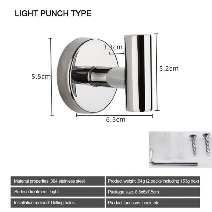 Crochet mural en acier inoxydable pour vêtements,crochets auto-adhésifs ...