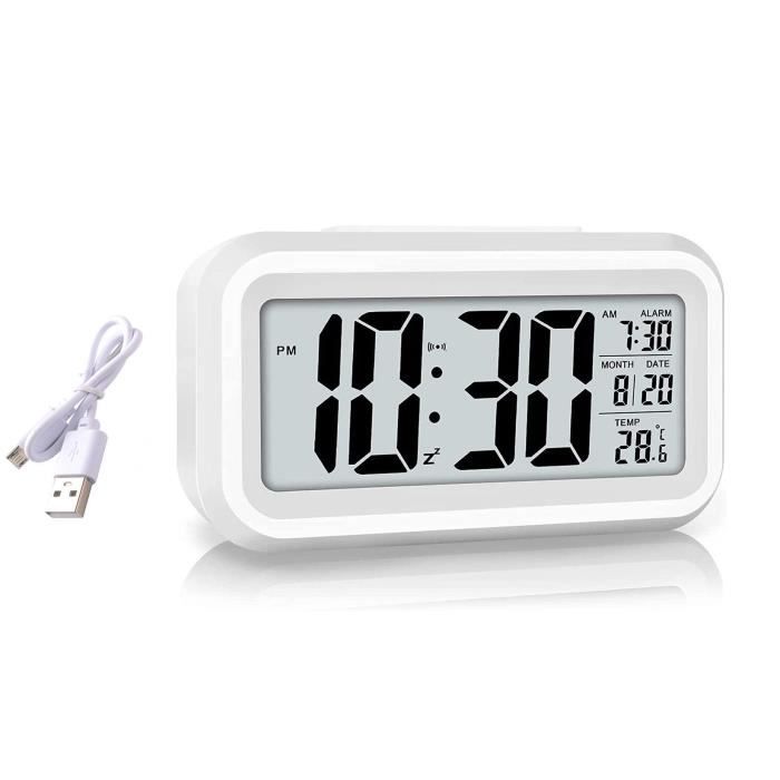 Réveil Numérique rechargeable,Alarm Réveil LED avec Température ...