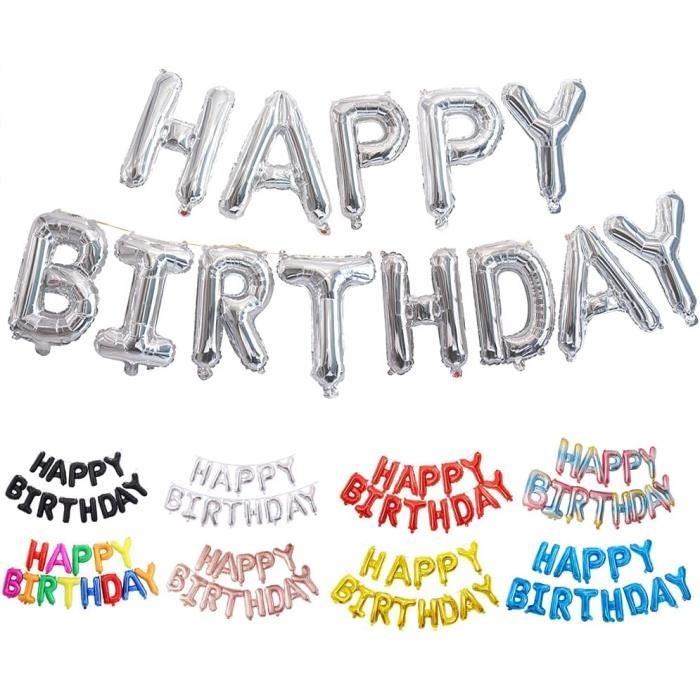 Banderole Joyeux Anniversaire Rouge - Banderole Happy Birthday Ballons ...