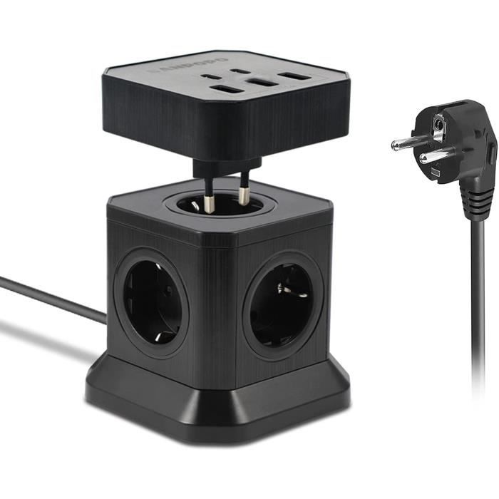 Tour multiprise USB Multi-Socket Tower, 4 Socket et 5 Ports USB Multi ...