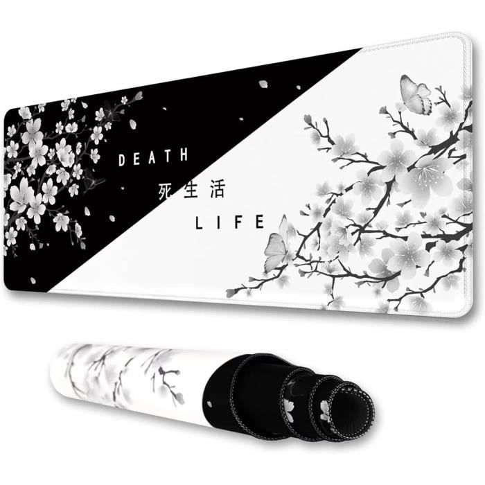 Tapis De Souris De Jeu Xxl Fleur Blanche Noire Mouse Pad 600X400X2Mm ...