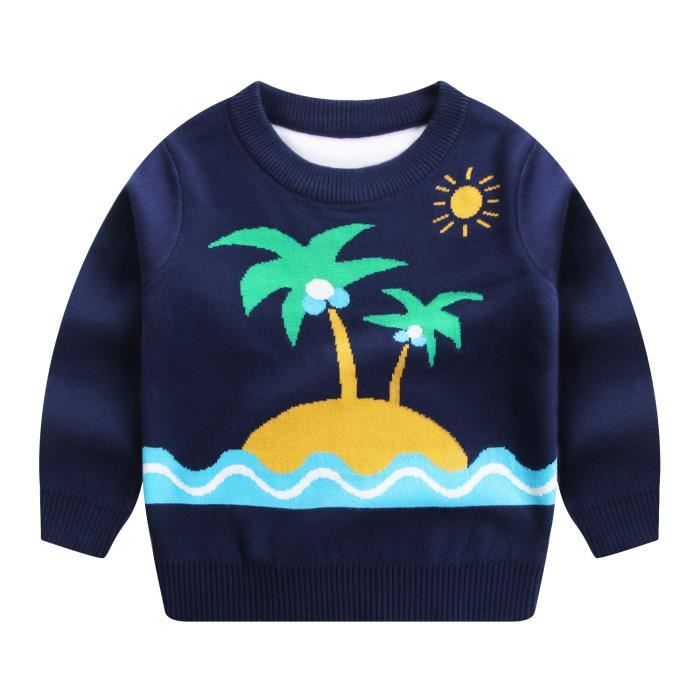 Pull Enfant en Tricot Imprimé Automne Hiver Pullover Chaud Col Rond ...