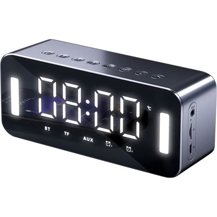 Haut-Parleur Bluetooth Sans Fil Portable Double Réveil Avec Radio Fm ...
