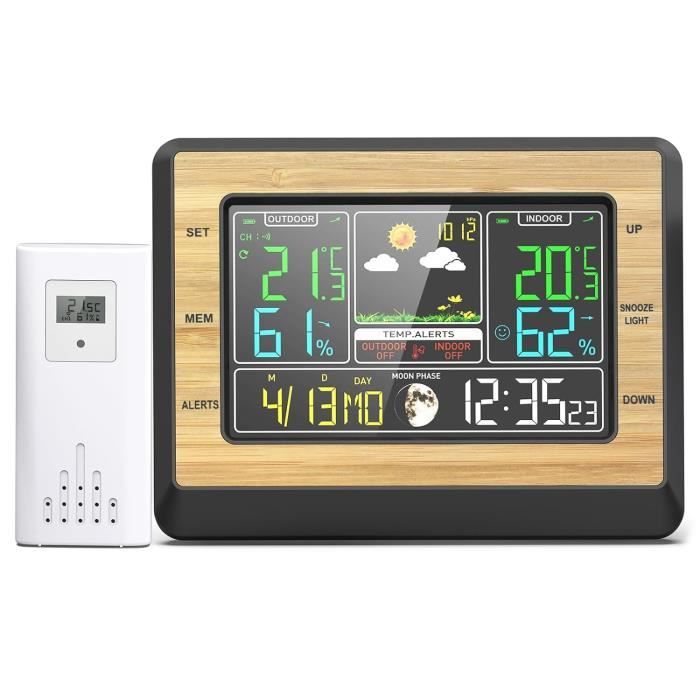 Station Météo Radio Avec Capteur Extérieur, Thermomètre Numérique Intérieur Extérieur, Horloge ...