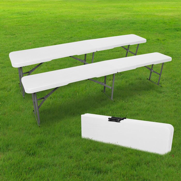 Lot de 2 Bancs Pliables Blancs - Cdiscount Sport