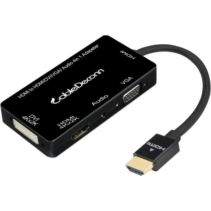 Cabledeconn Multiport 4-in-1 HDMI to HDMI DVI 4 K VGUn câble avec ...