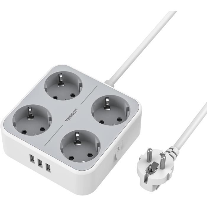 Multiprise USB, multiprise électrique avec 4 prises et 3 ports de ...