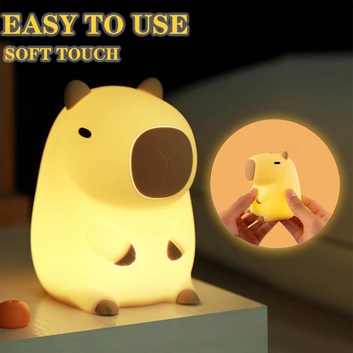Lampe de chevet Veilleuse en silicone Capybara, lampe de chevet tactile ...
