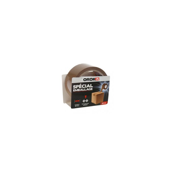 Ruban adhésif d'emballage - OROK - Marron - 50m x 48mm - Haute ...
