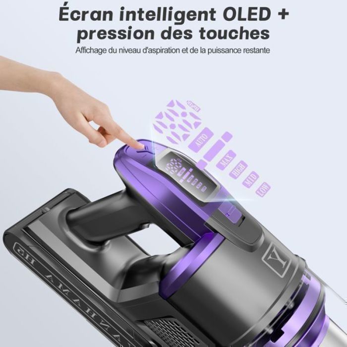 Aspirateur sans fil filtration HEPA-65000Pa - 700W + 70min Autonomie ...