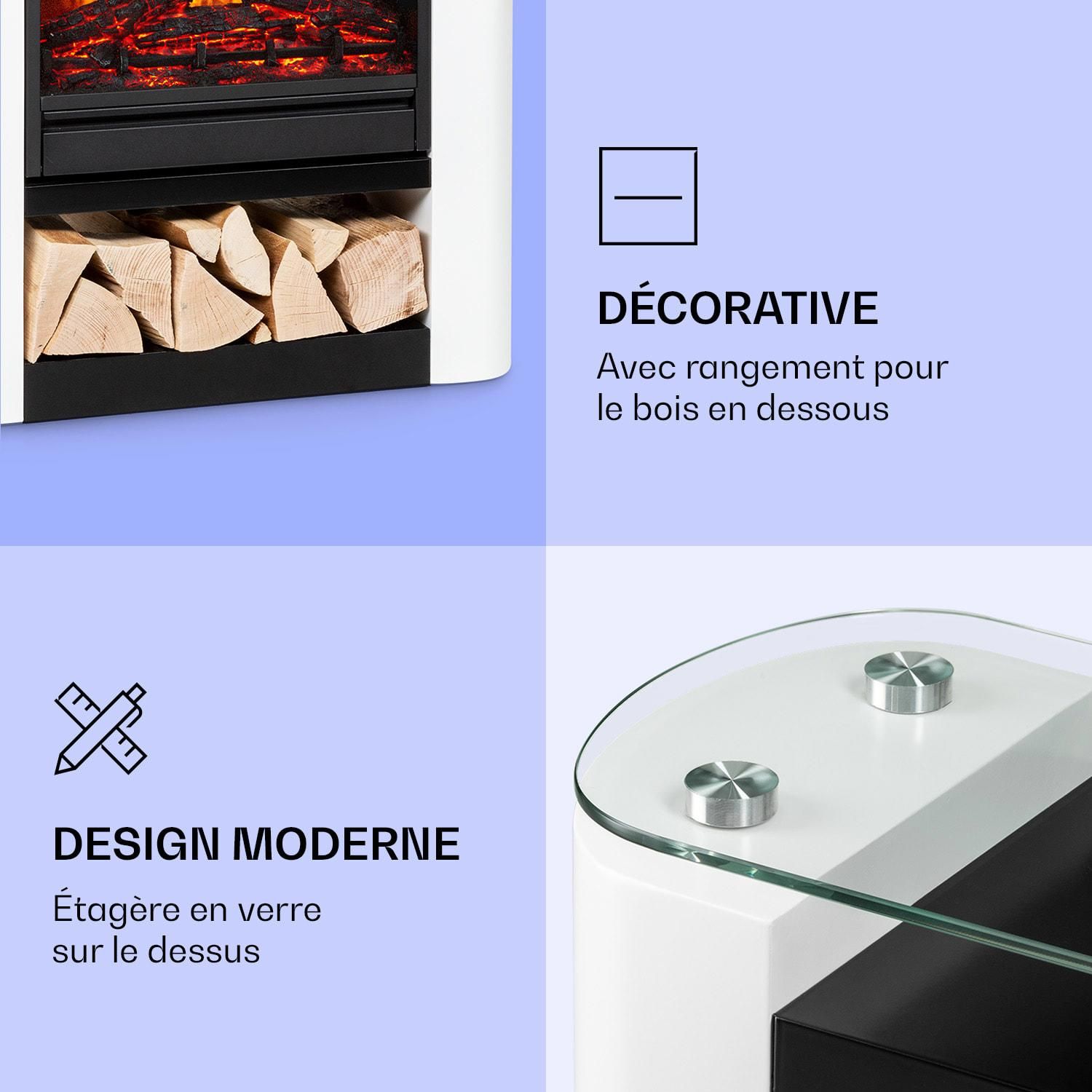Cheminée électrique effet flamme - Klarstein - 1800/900 W - fausse ...
