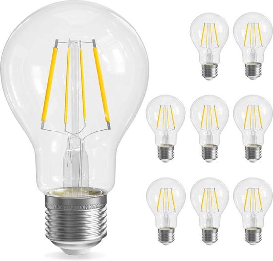 Ampoule LED E27 blanc chaud 5W (équivalent à l\'ampoule 50W) vintage forme poire 2700K non ...