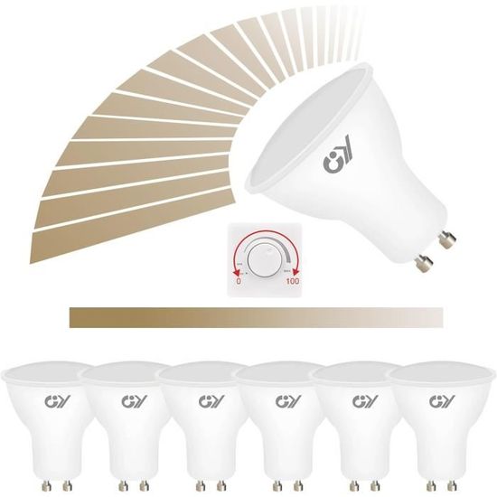 Ampoules Led Gu10 Dimmable Via Variateur, 7W (Eq. 70W) 630Lm 4000K Blanc Neutre,Angle De ...